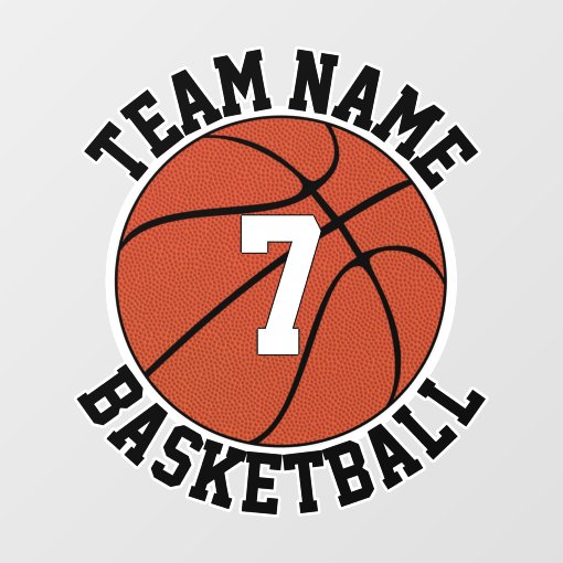 Basketball Team Name and Player Number Custom Cut Wall Decal | Zazzle