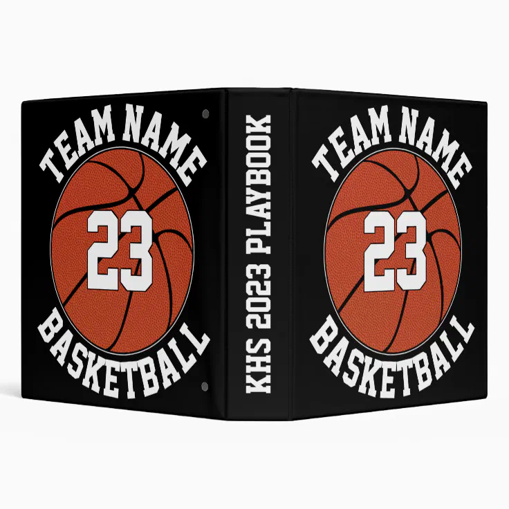 Basketball Team Name Player Number Custom Playbook 3 Ring Binder | Zazzle