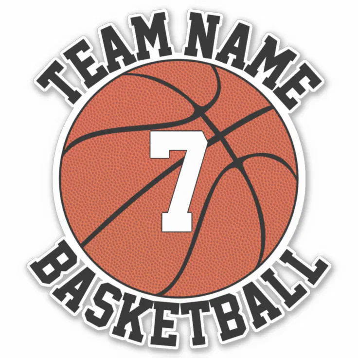 Basketball Team Name & Player Number Custom Sports Sticker | Zazzle