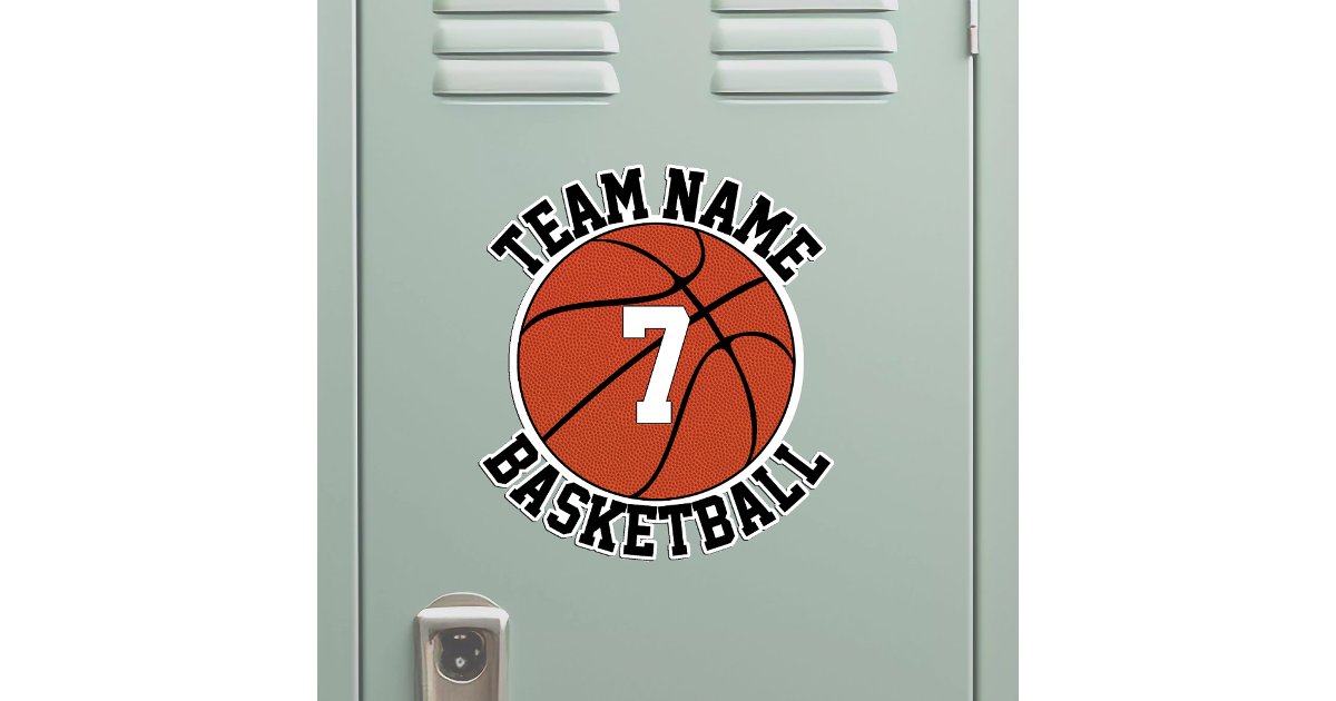Basketball Team Name & Player Number Custom Sports Sticker | Zazzle
