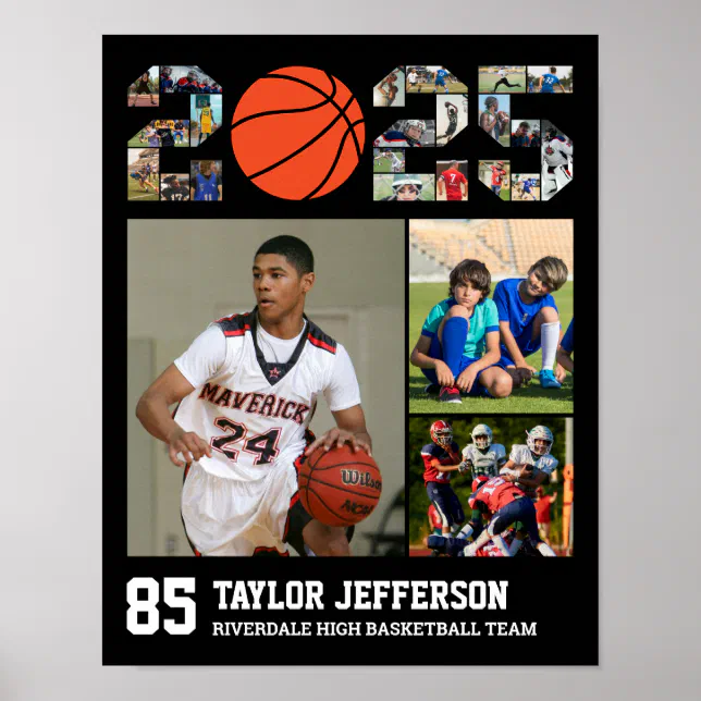 Basketball Team Senior Class of 2025 Photo Collage Poster | Zazzle
