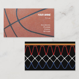 Basketball _textured_red,white,blue hoop net business card | Zazzle