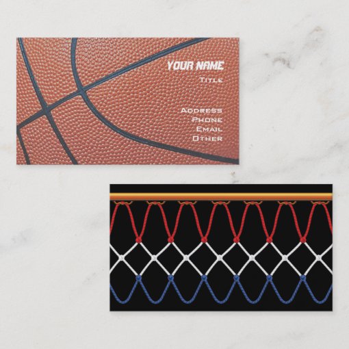 Basketball _textured_red,white,blue hoop net business card | Zazzle