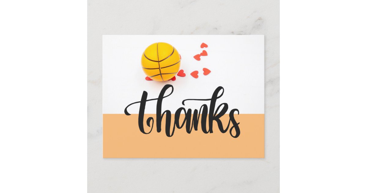 Basketball Thank you card with word THANKS | Zazzle