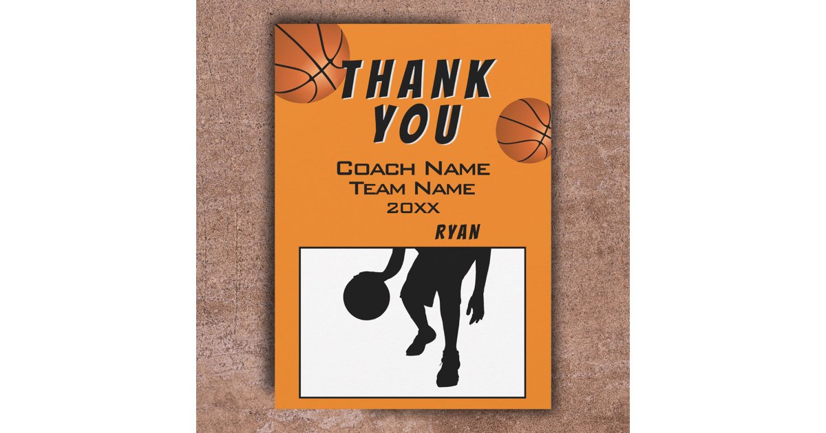 Basketball Thank you Coach Card | Zazzle