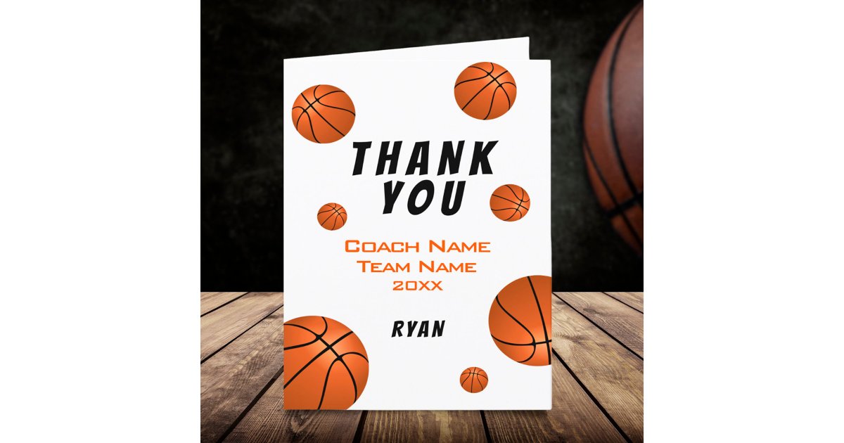 Basketball Thank you Coach Card | Zazzle