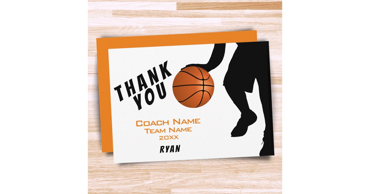 Basketball Thank you Coach Card | Zazzle
