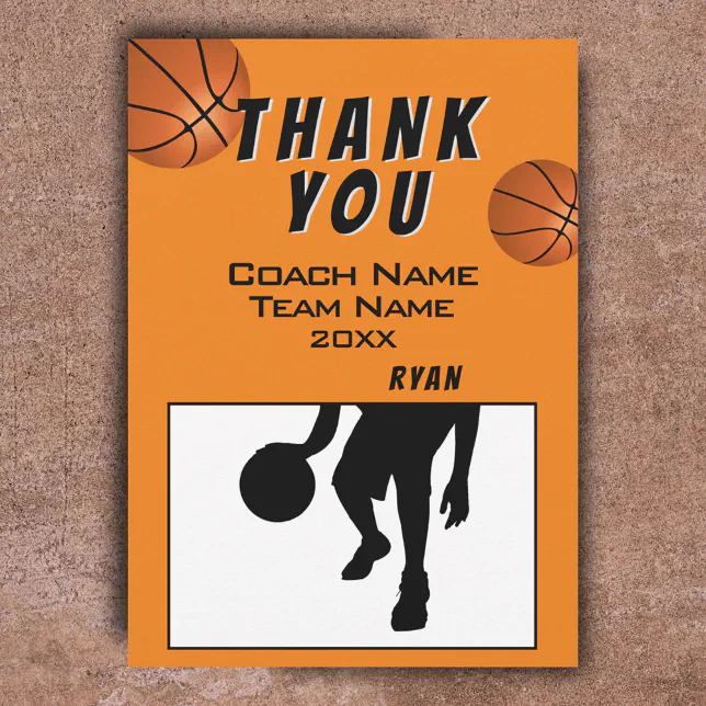 Basketball Thank you Coach Card | Zazzle