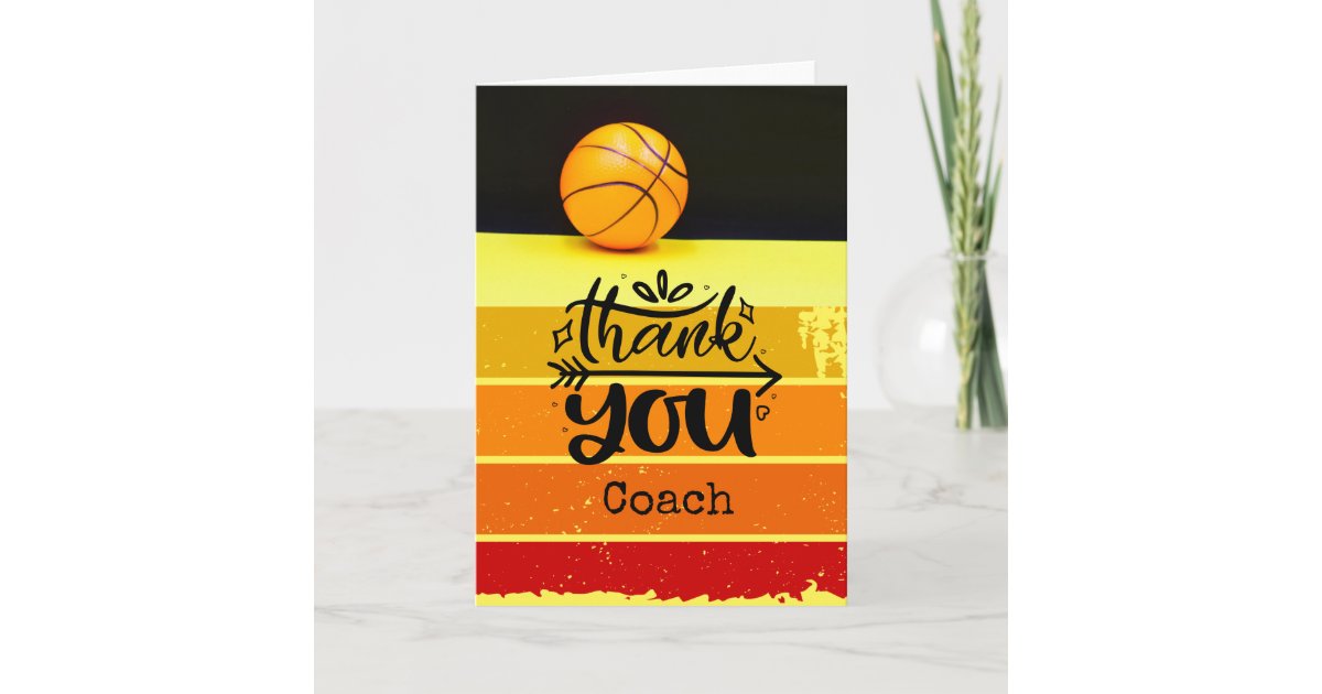 Basketball thank you coach card | Zazzle