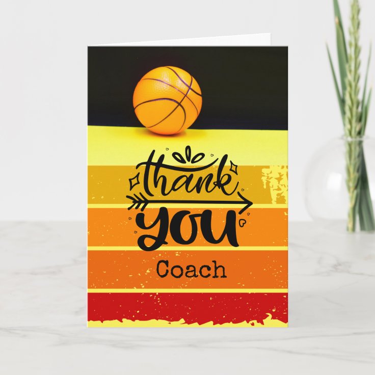 Basketball thank you coach card | Zazzle