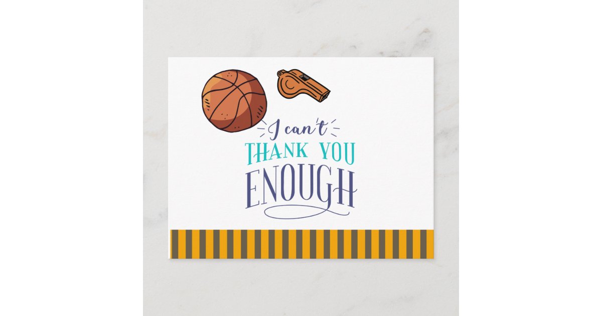 Basketball thank you coach postcard | Zazzle