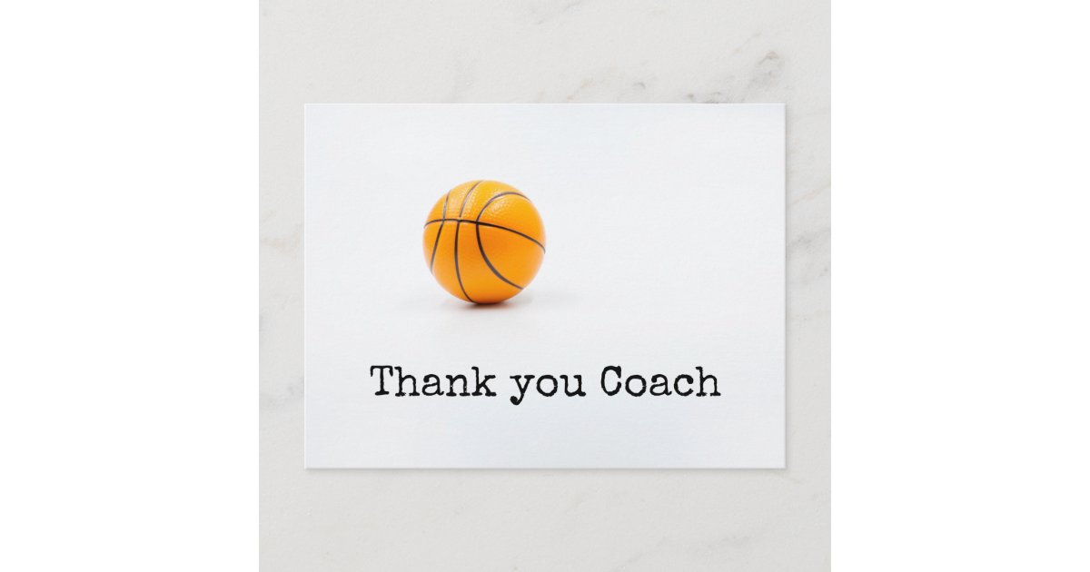 Basketball thank you coach postcard | Zazzle