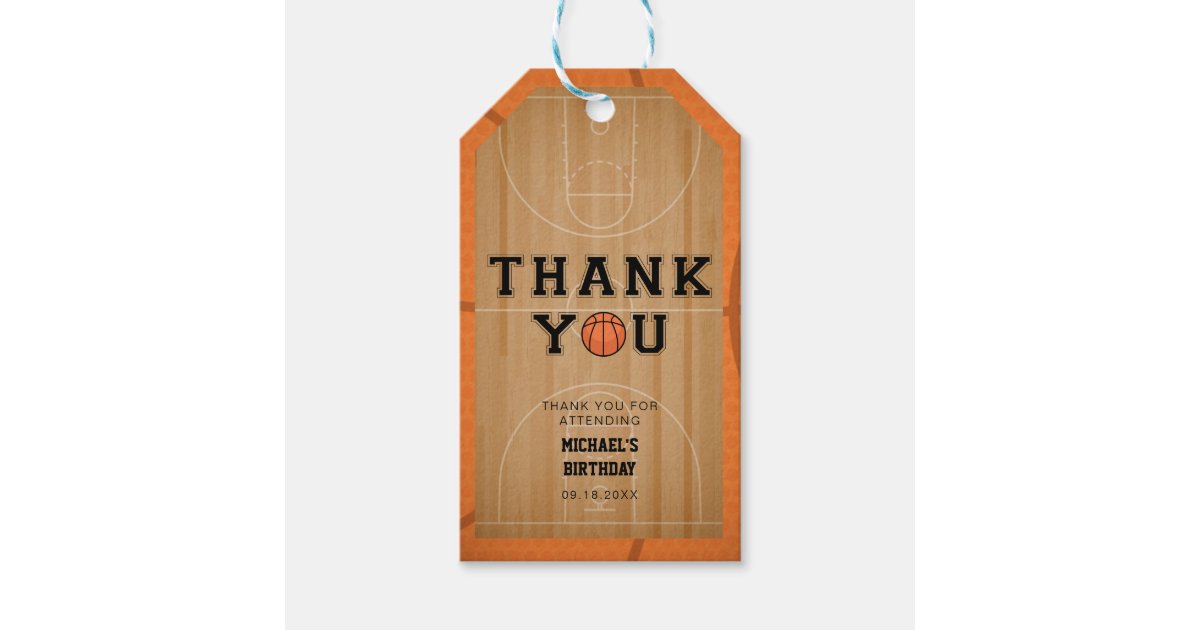 Basketball Thank You Gift Tags | Zazzle