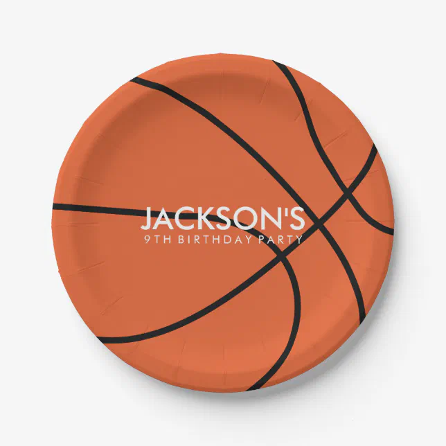 Basketball Themed Birthday Party Paper Plates | Zazzle