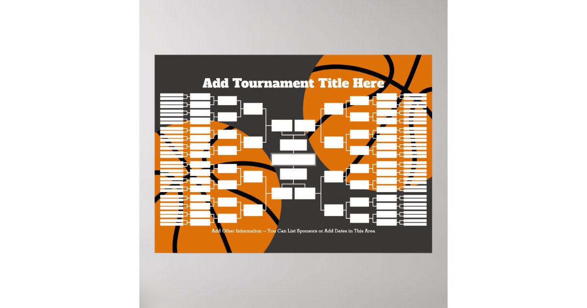 Basketball Tournament Bracket - 64 Teams Poster | Zazzle