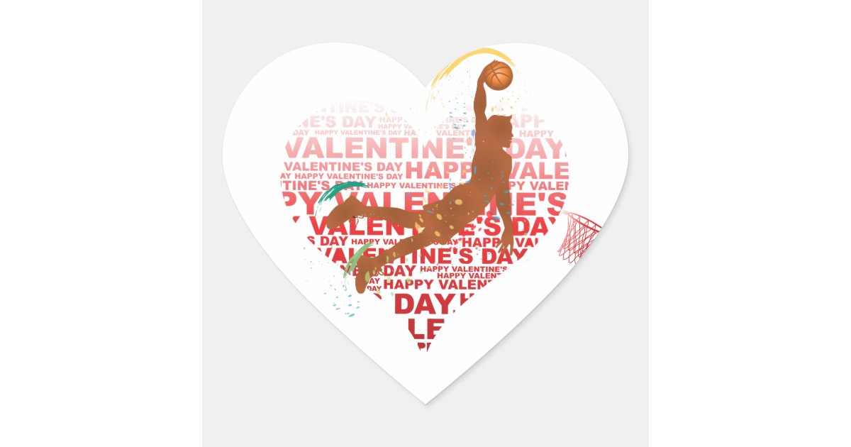 Basketball Valentine's Day Gift Basketball Heart Sticker | Zazzle