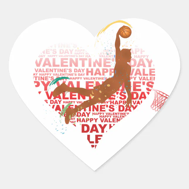 Basketball Valentine's Day Gift Basketball Heart Sticker | Zazzle