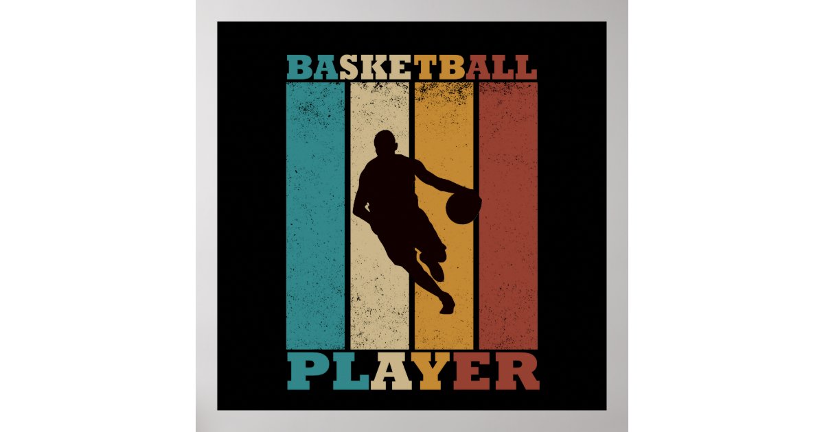 Basketball vintage player dribbling poster | Zazzle