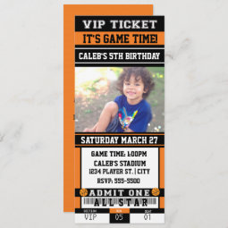 BASKETBALL VIP TICKET PHOTO Party Invitation | Zazzle