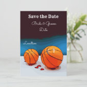 Basketball wedding with love on blue background invitation | Zazzle