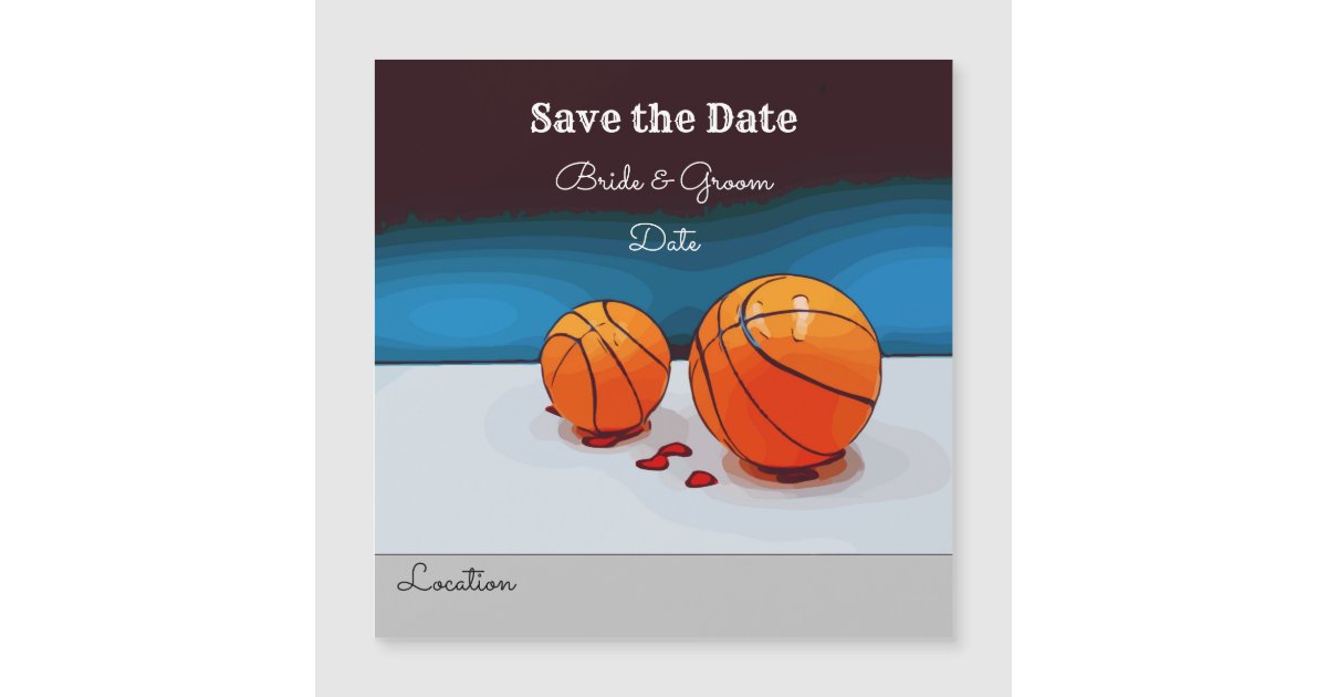 Basketball wedding with love on blue save the date | Zazzle