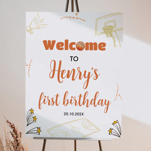 Basketball Welcome Sign Birthday Baby Shower | Zazzle