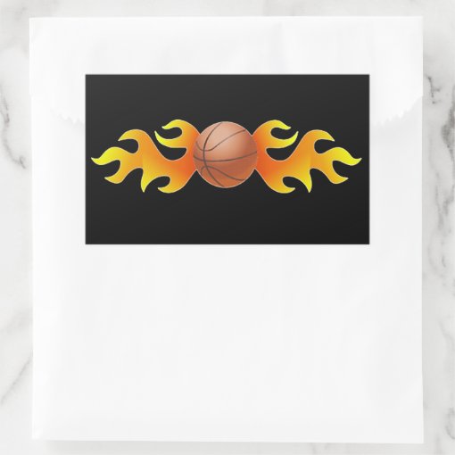 Basketball with Flames Rectangular Sticker | Zazzle