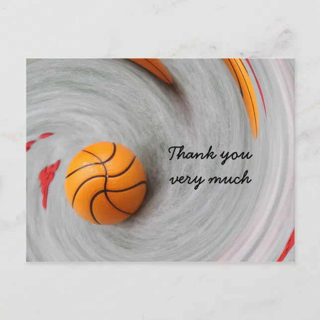 Basketball with love on the court thank you postcard | Zazzle