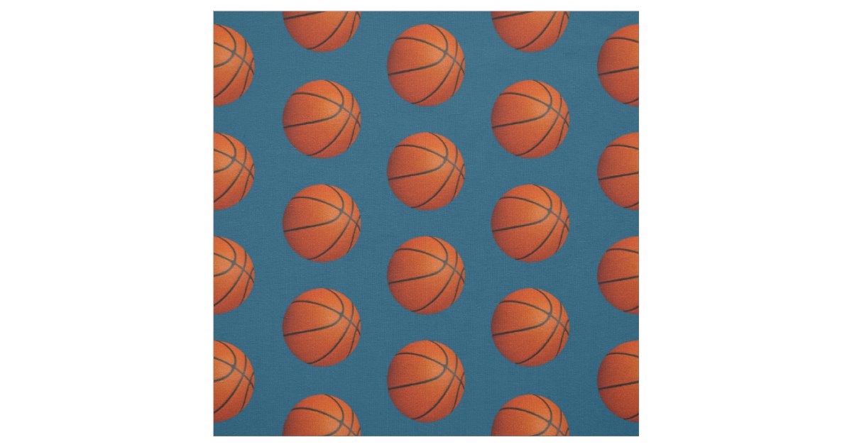 basketballs on blue or any color sports pattern fabric | Zazzle