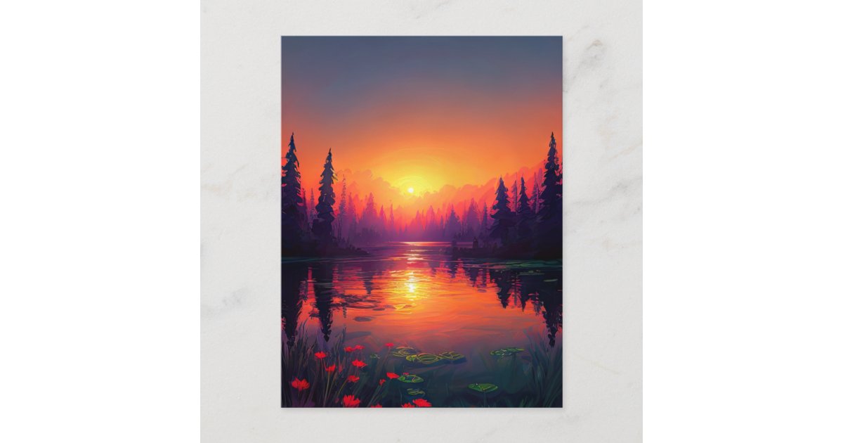 Basking in the Orange and Purple Sunset Light Postcard | Zazzle