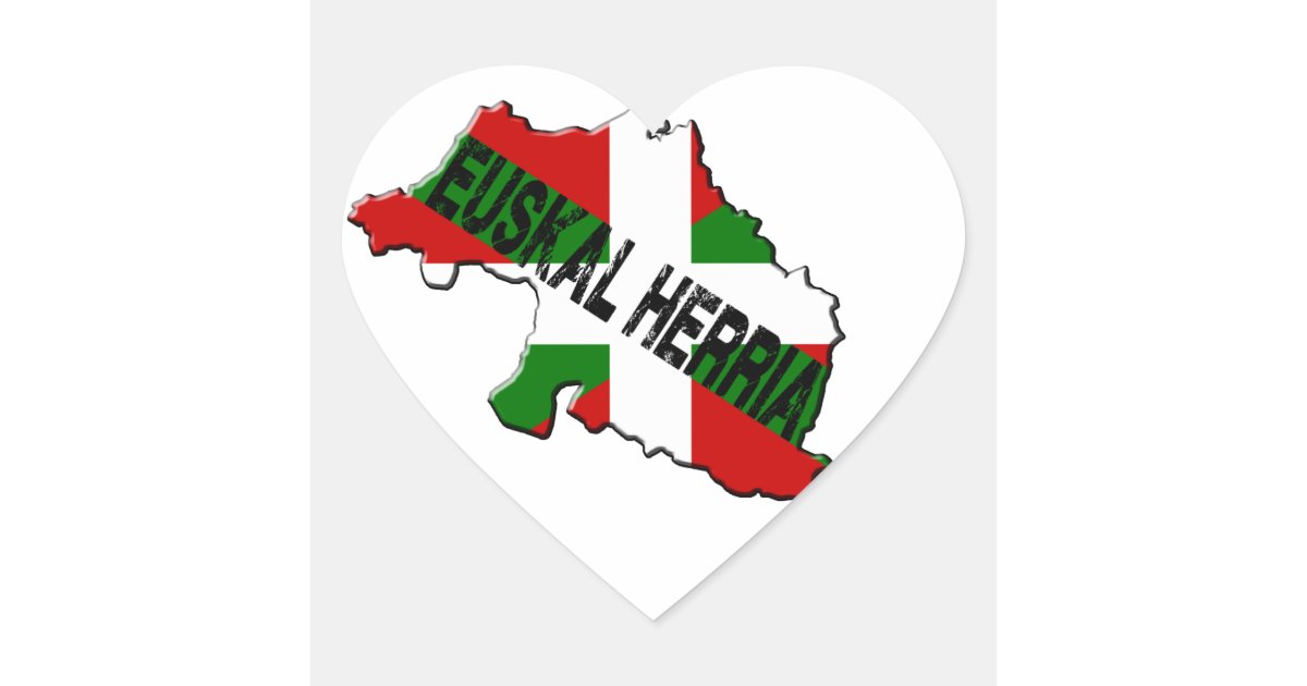 Basque country map plus euskal herria flag heart sticker | Zazzle