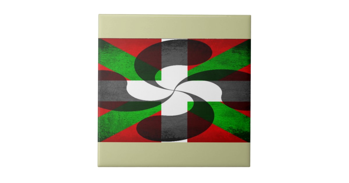 Basque Flag and Cross Tile | Zazzle