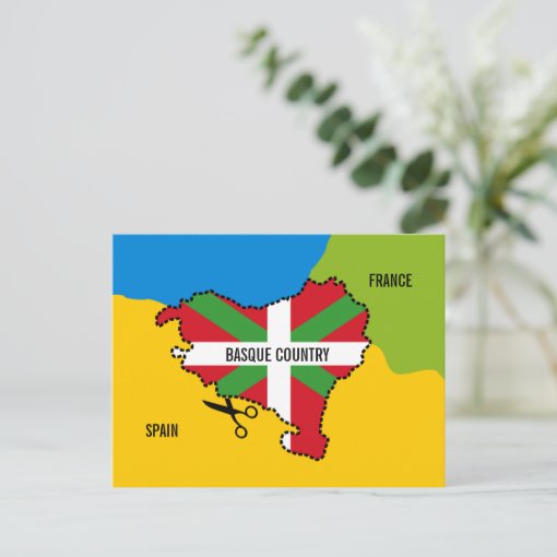Basque flag Ikurriña, Basque Country independence, Postcard | Zazzle