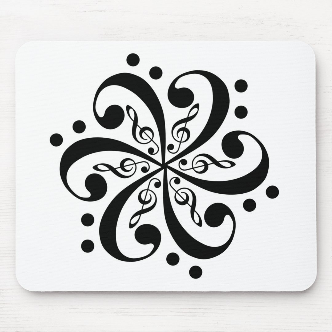 Bass and Treble Clef Swirl Mousepad | Zazzle