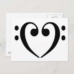 Bass Clef Heart Postcard | Zazzle