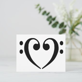 Bass Clef Heart Postcard | Zazzle