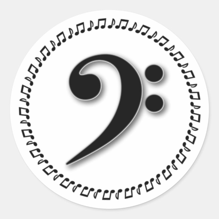 Bass Clef Music Note Design Classic Round Sticker | Zazzle.com