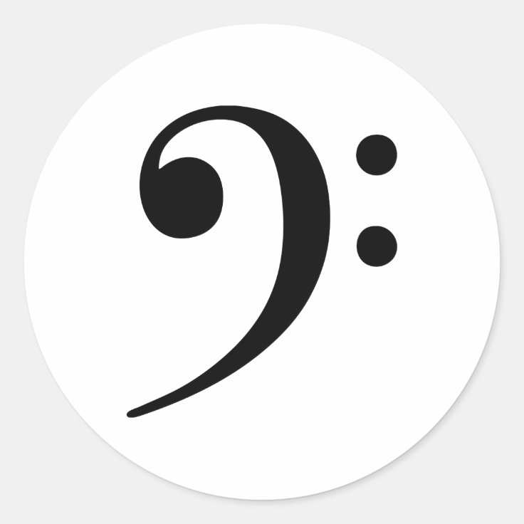 Bass Clef Music Symbol Classic Round Sticker | Zazzle