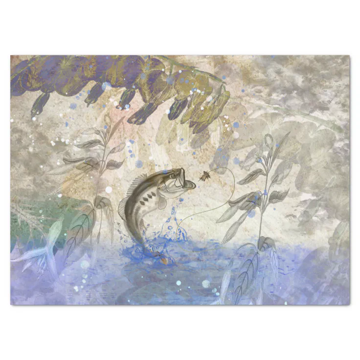 Bass Fish Fisherman Decoupage Tissue Paper | Zazzle