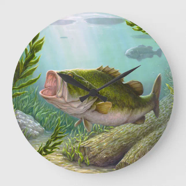 Bass Fish Large Clock | Zazzle