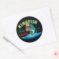 Bass Fish Wearing a Crown on a Black Background Classic Round Sticker ...