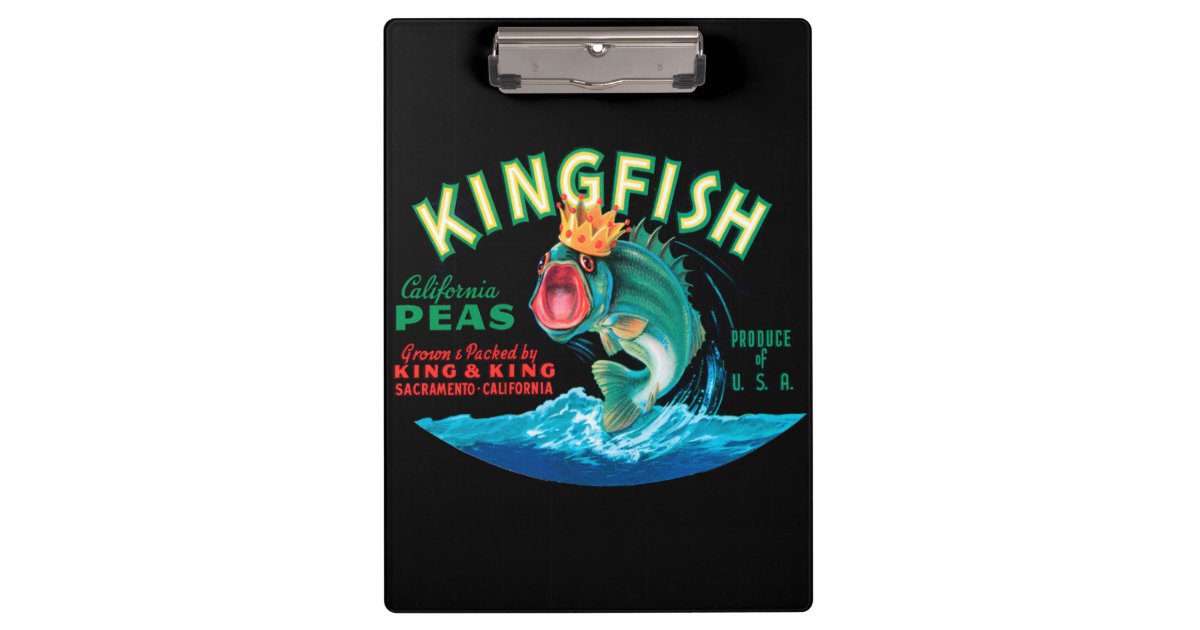 Bass Fish Wearing a Crown on a Black Background Clipboard | Zazzle