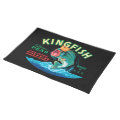 Bass Fish Wearing a Crown on a Black Background Placemat | Zazzle