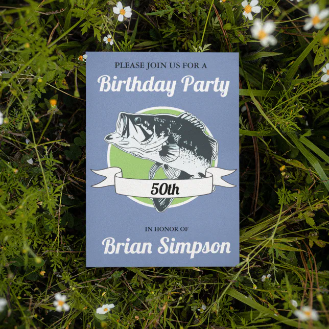 Bass Fishing Birthday Men's Hobby Invitation | Zazzle