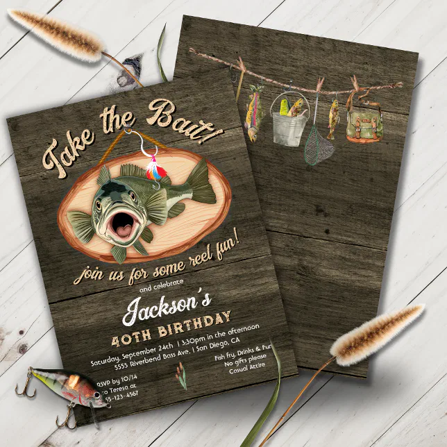 Bass Fishing Funny birthday Invitation | Zazzle