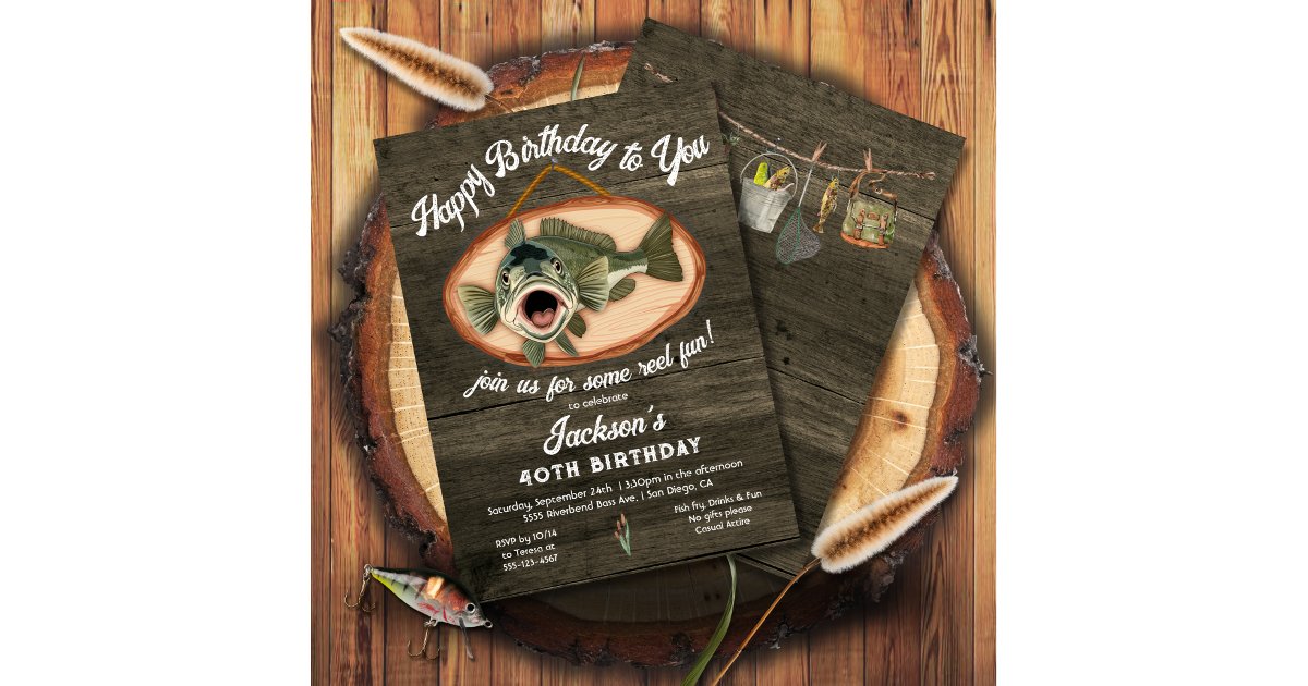 Bass Fishing Funny singing birthday Invitation | Zazzle