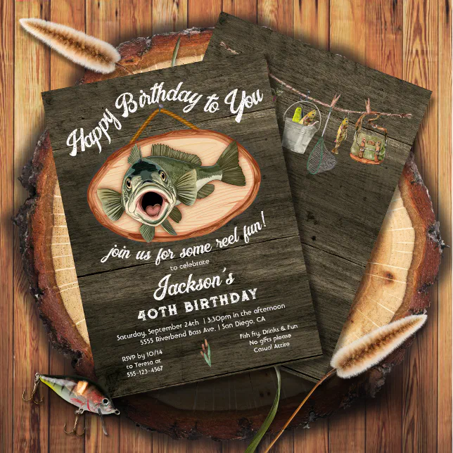 Bass Fishing Funny singing birthday Invitation | Zazzle
