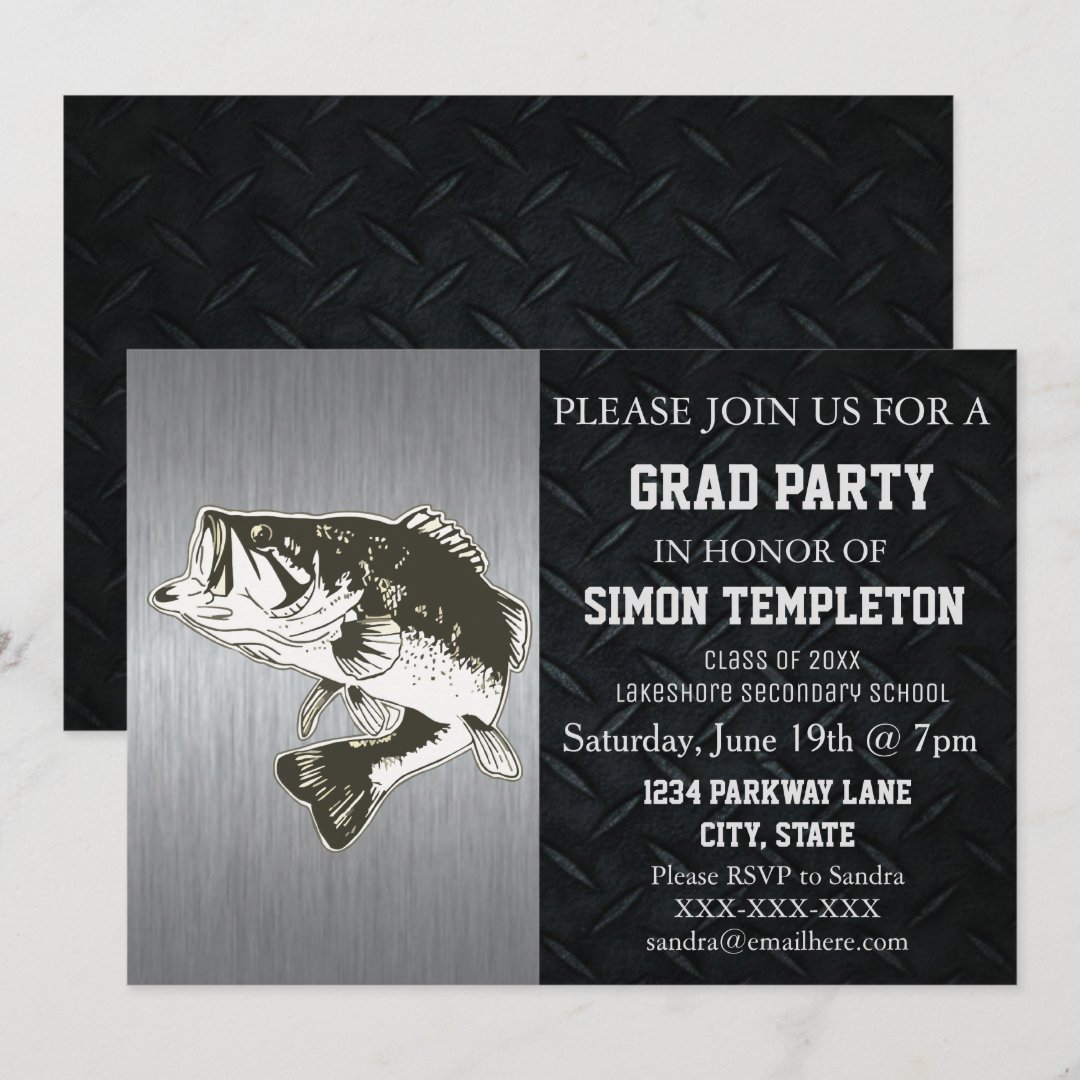 Bass Fishing Highschool College Graduation Party Invitation | Zazzle
