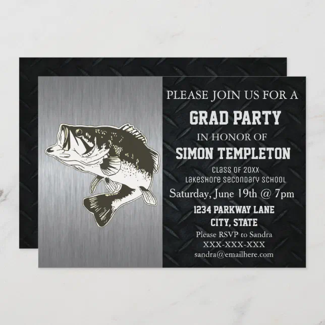 Bass Fishing Highschool College Graduation Party Invitation | Zazzle