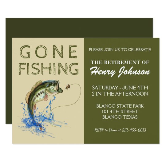 Bass Gone Fishing Retirement Invitation | Zazzle.com